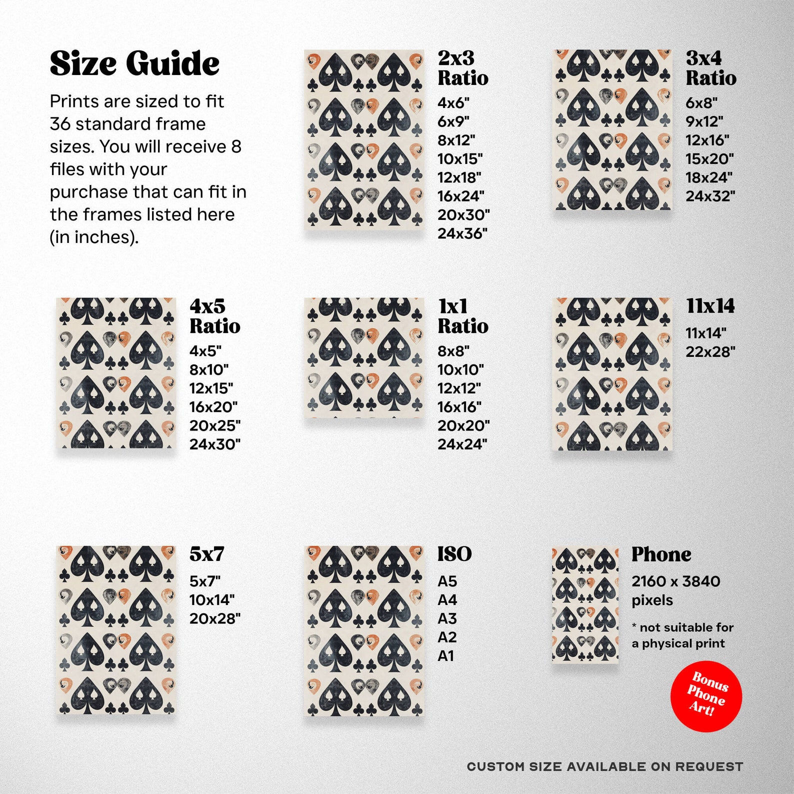 Spades Pattern PRINTABLE Art Pattern Wall Art Abstract Print White ...