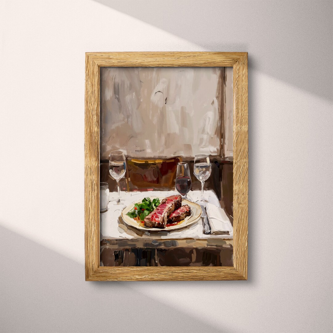 Steak Dinner PRINTABLE Art Food Wall Art Food and Drink Print Brown ...