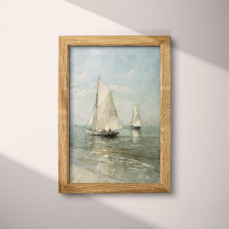 Sailboats PRINTABLE Art Marine Wall Art Nautical Print Gray, Green and ...