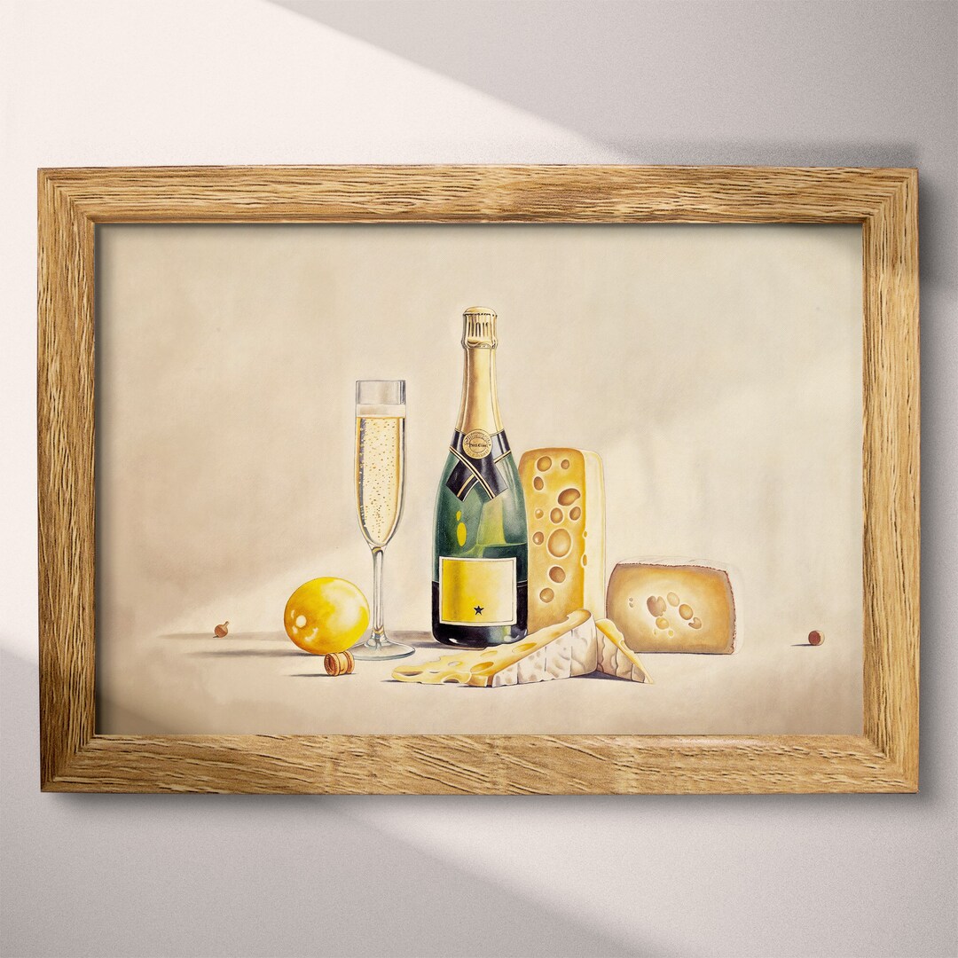 Champagne PRINTABLE Download Still Life Decor Food and Drink Print ...