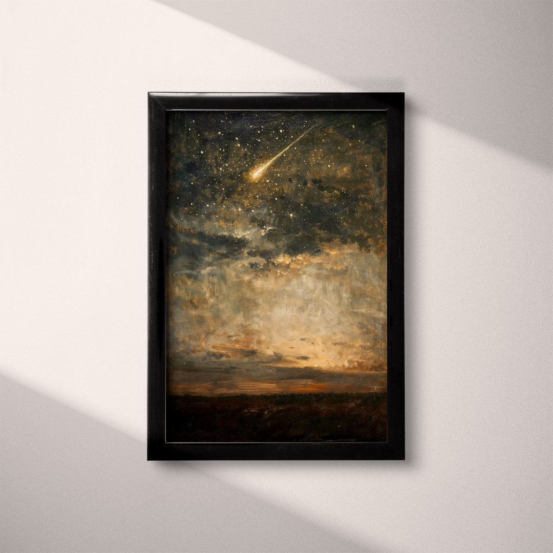 Shooting Star PRINTABLE Download Astronomy Decor Black, Brown and Beige ...