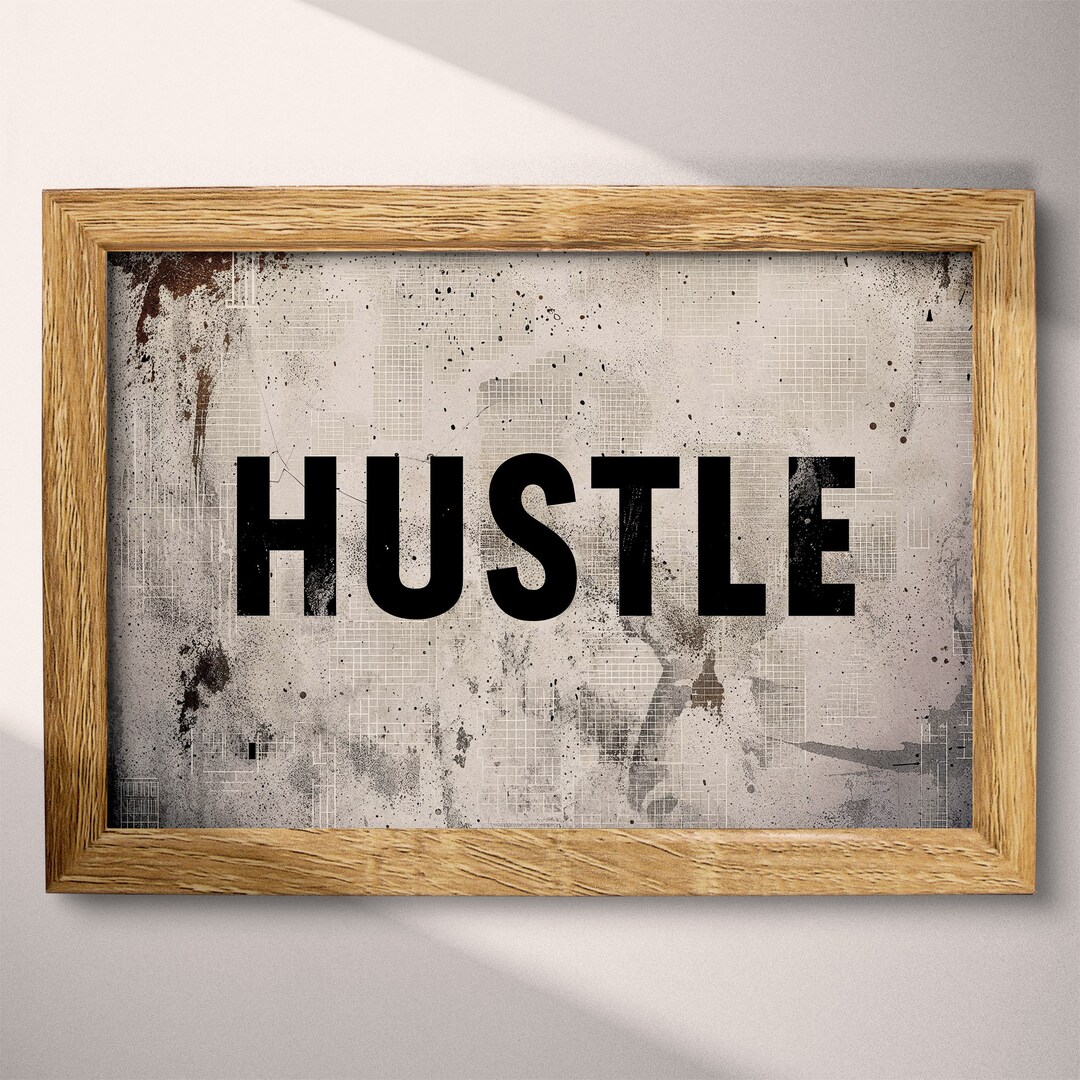 Hustle PRINTABLE Art Motivational Wall Art Quotes and Typography Print ...