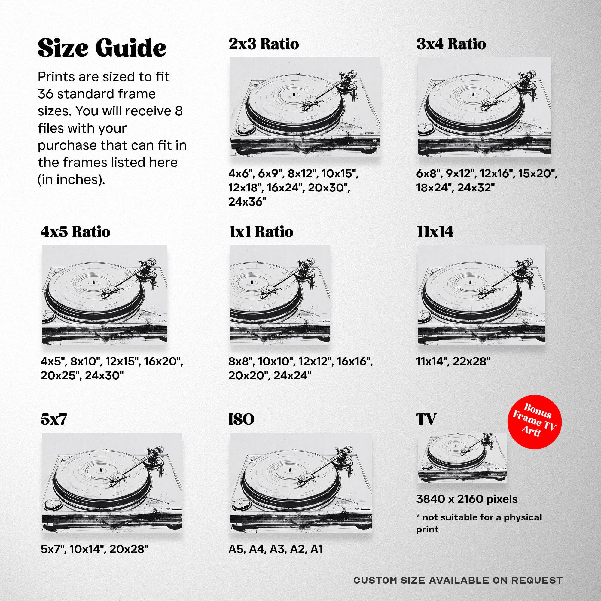 Record Player PRINTABLE Download Music Decor Music Print Gray and Black ...