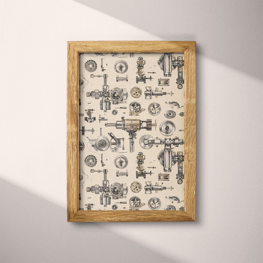 Machinery PRINTABLE Download Industrial Decor White, Black and Gray ...