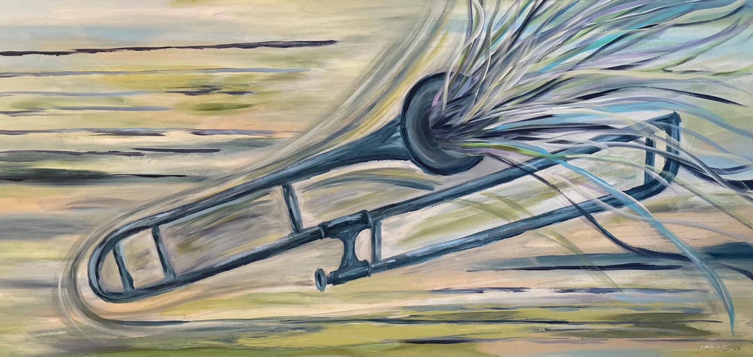 Trombone Joyeux Art Print: Abstract Brass Instrument Painting - Etsy