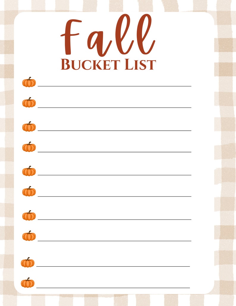 Fall Bucket List Template! 4 Different Template Options of Fall Themed ...