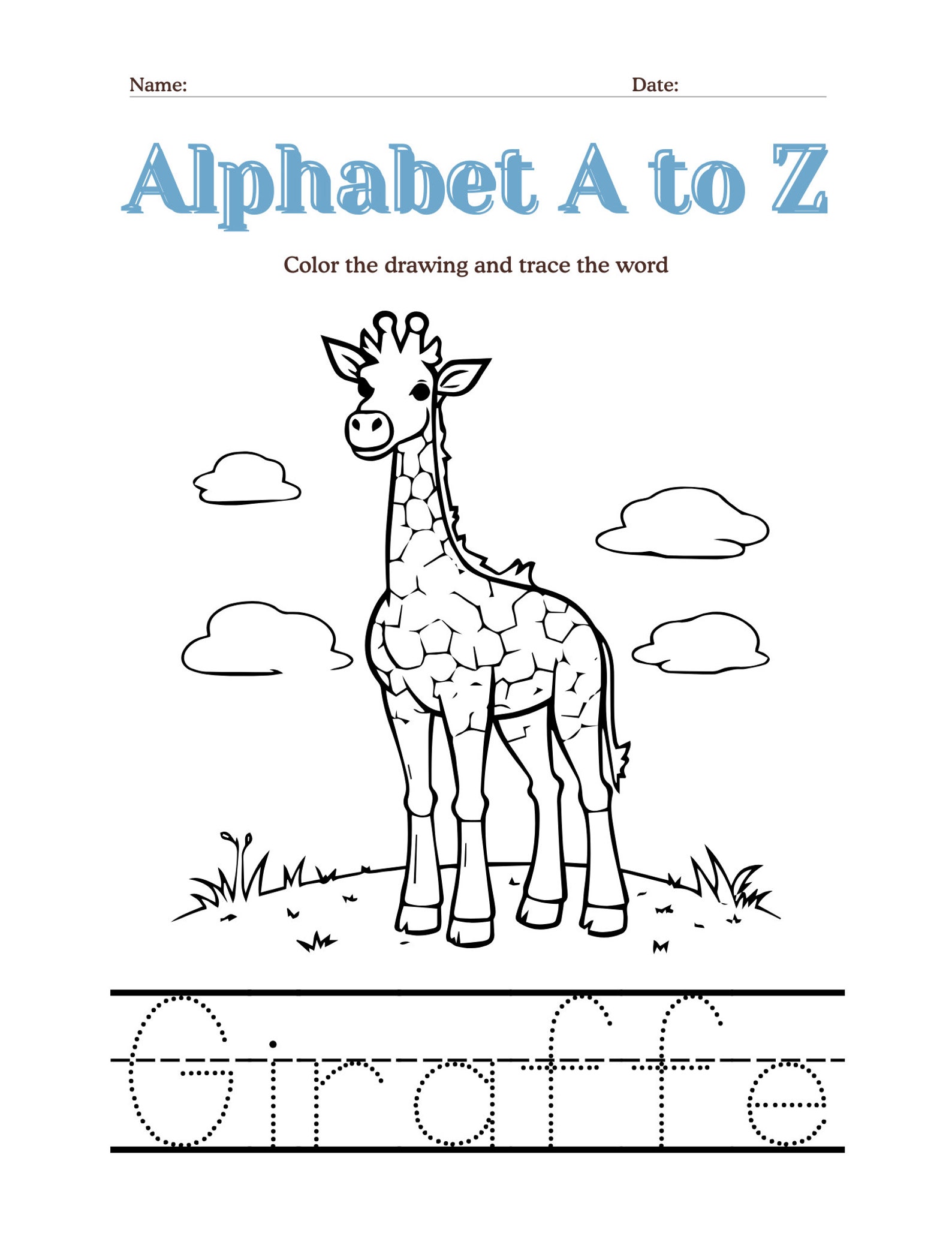 A to Z Color and Trace Alphabet Book! Color the Drawing and Trace the ...
