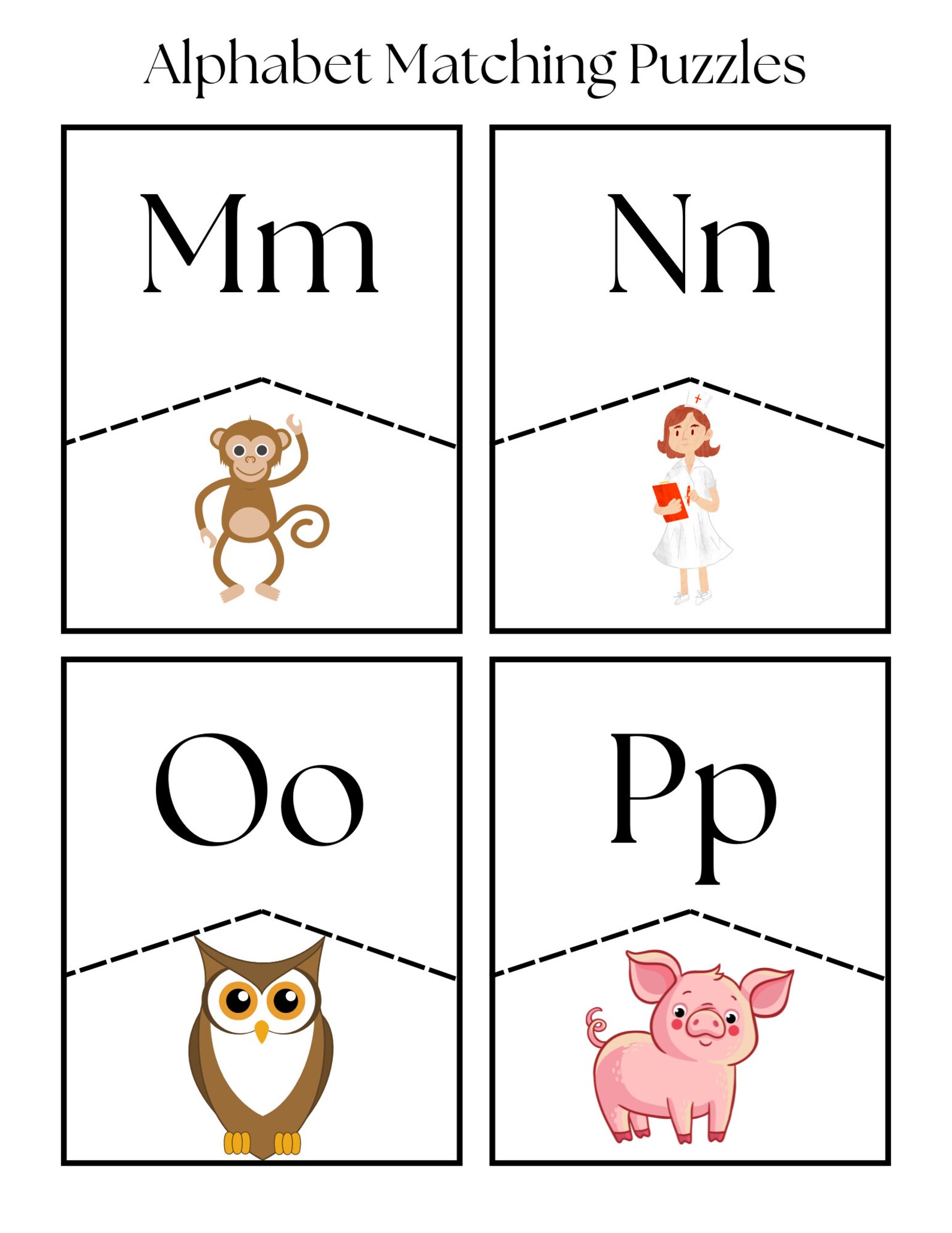 A-Z Matching Game! Match Each Picture With the Letter That It Starts ...
