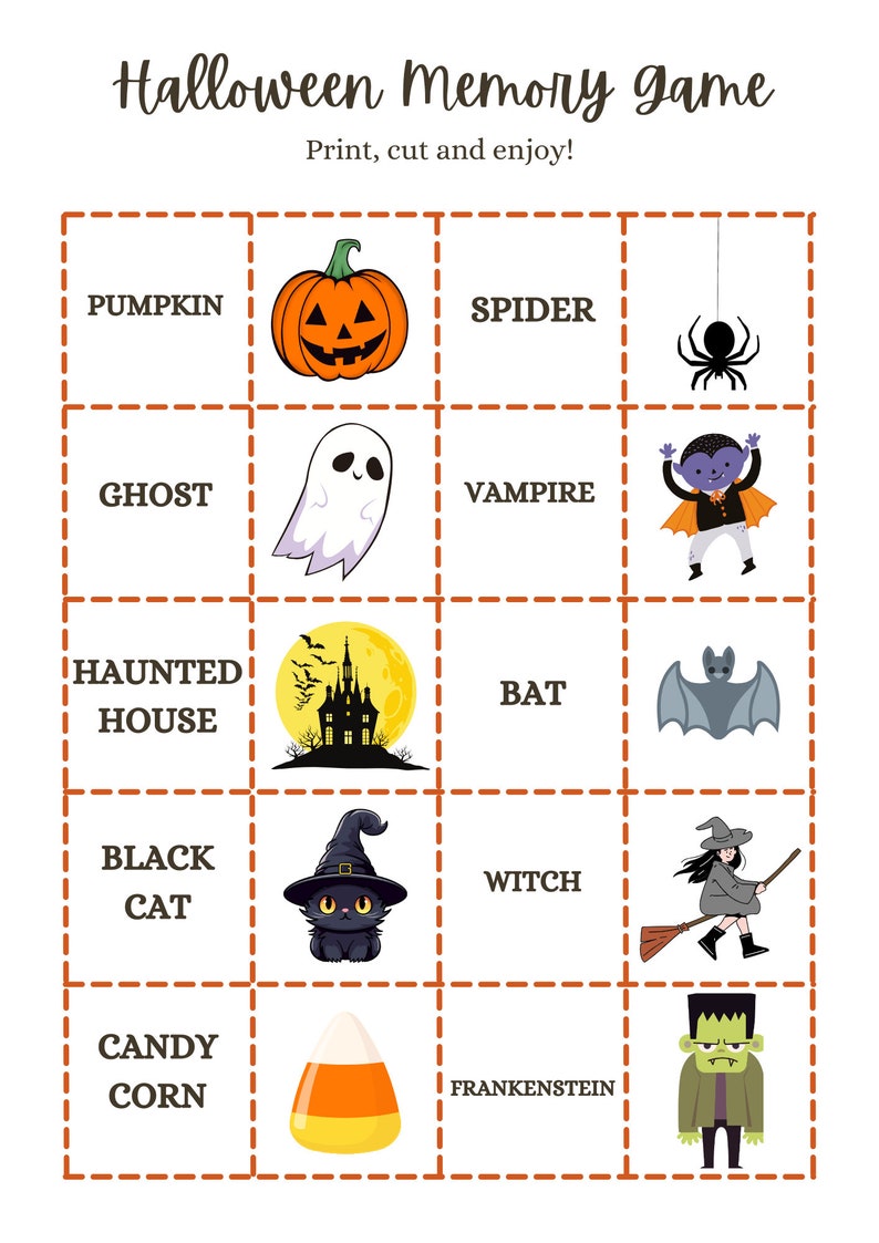 Halloween Memory Game - Etsy