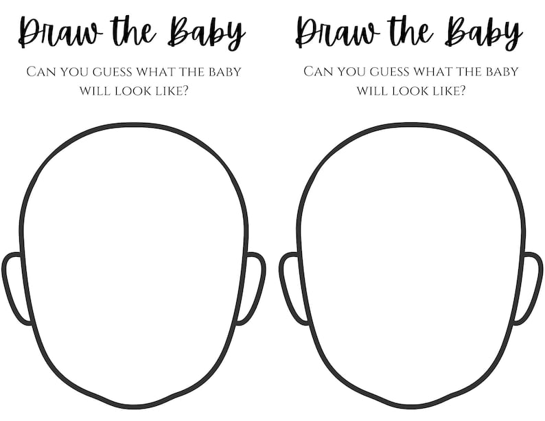 Draw the Baby! Baby Shower Games. Download, Print, Ready for Fun! 4 ...