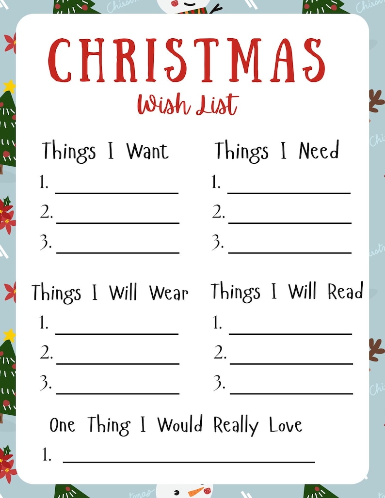 Christmas Wish List Template! 8 Different Templates to Make Your Own ...