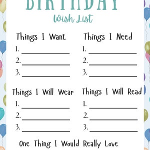 Birthday Wishlist Template! 4 Different Templates to Make Your Own ...