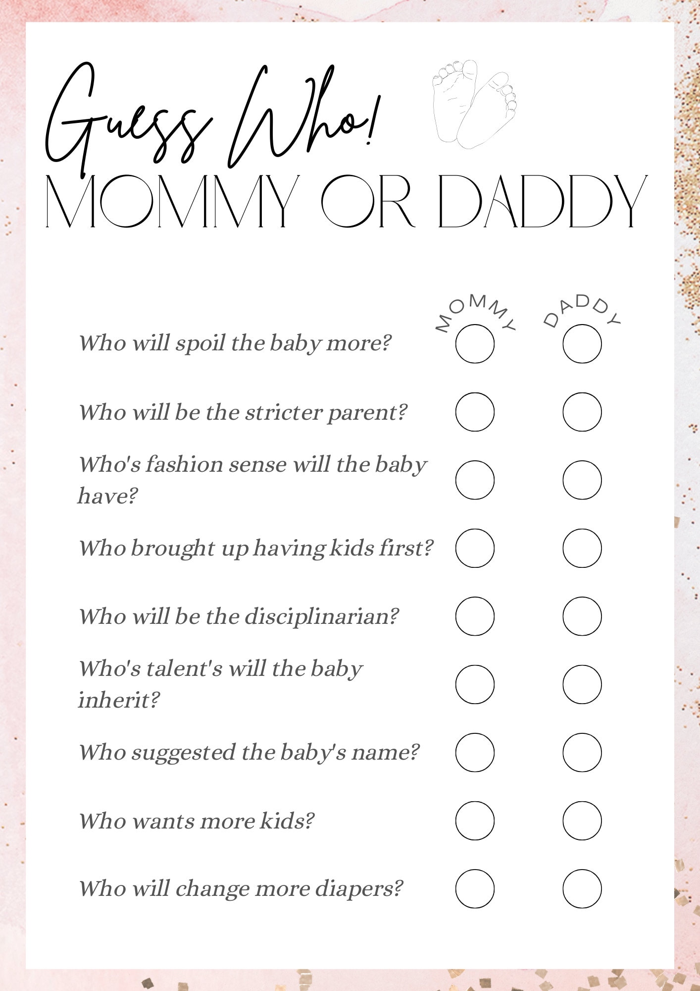 Guess Who, Mommy or Daddy? Fun Baby Shower Game! Challenge Guests to ...