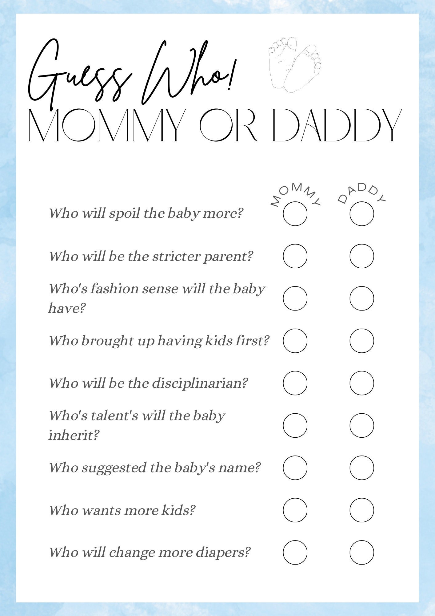 Guess Who, Mommy or Daddy? Fun Baby Shower Game! Challenge Guests to ...