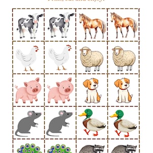 Animal Memory Game! You Can Match Animal to Animal or for a More ...