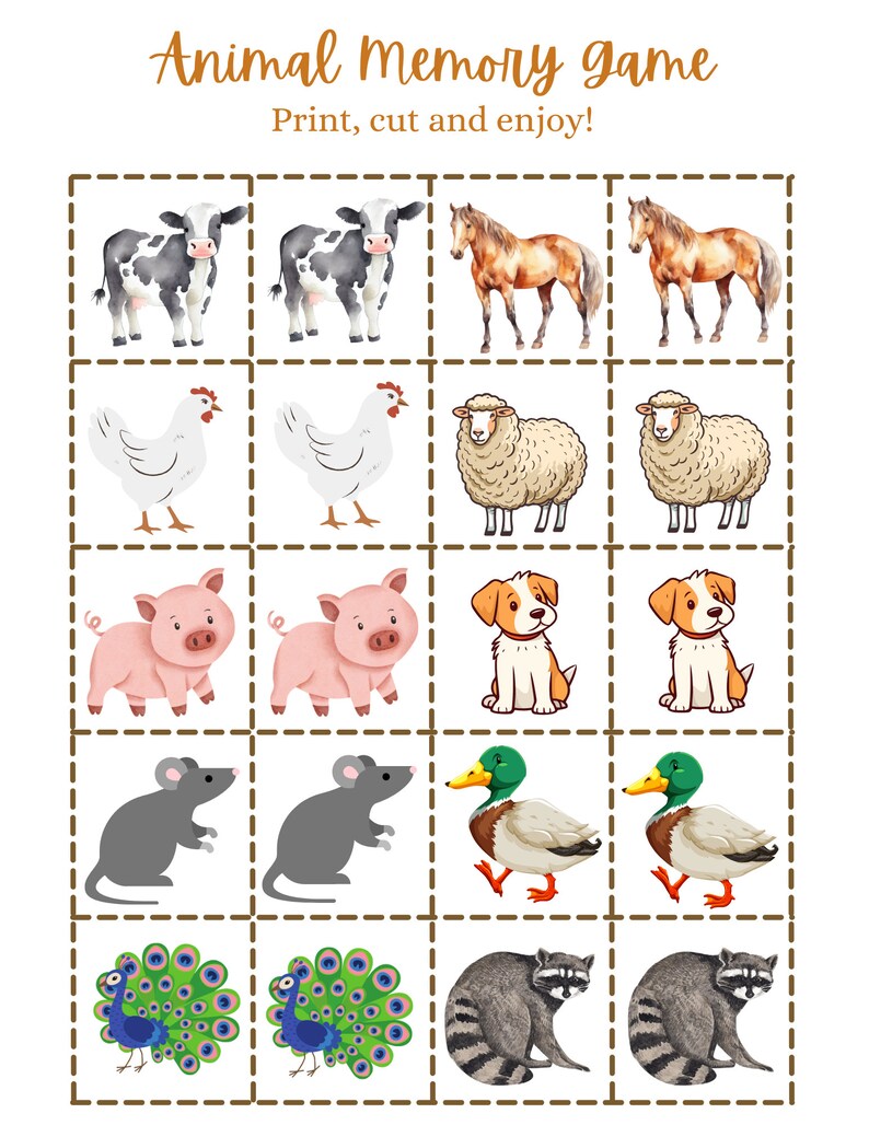 Animal Memory Game! You Can Match Animal to Animal or for a More ...