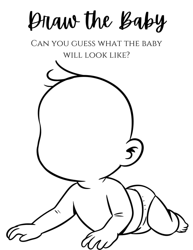 Draw the Baby! Baby Shower Games. Download, Print, Ready for Fun! 4 ...
