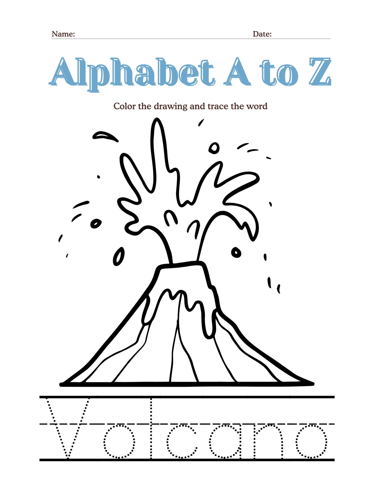 A to Z Color and Trace Alphabet Book! Color the Drawing and Trace the ...