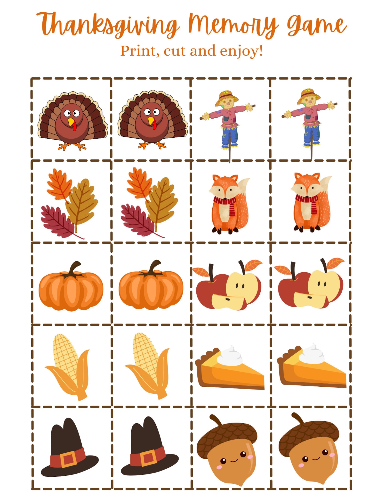 Thanksgiving Memory Game! - Etsy