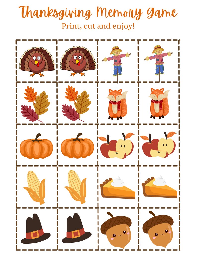 Thanksgiving Memory Game! - Etsy