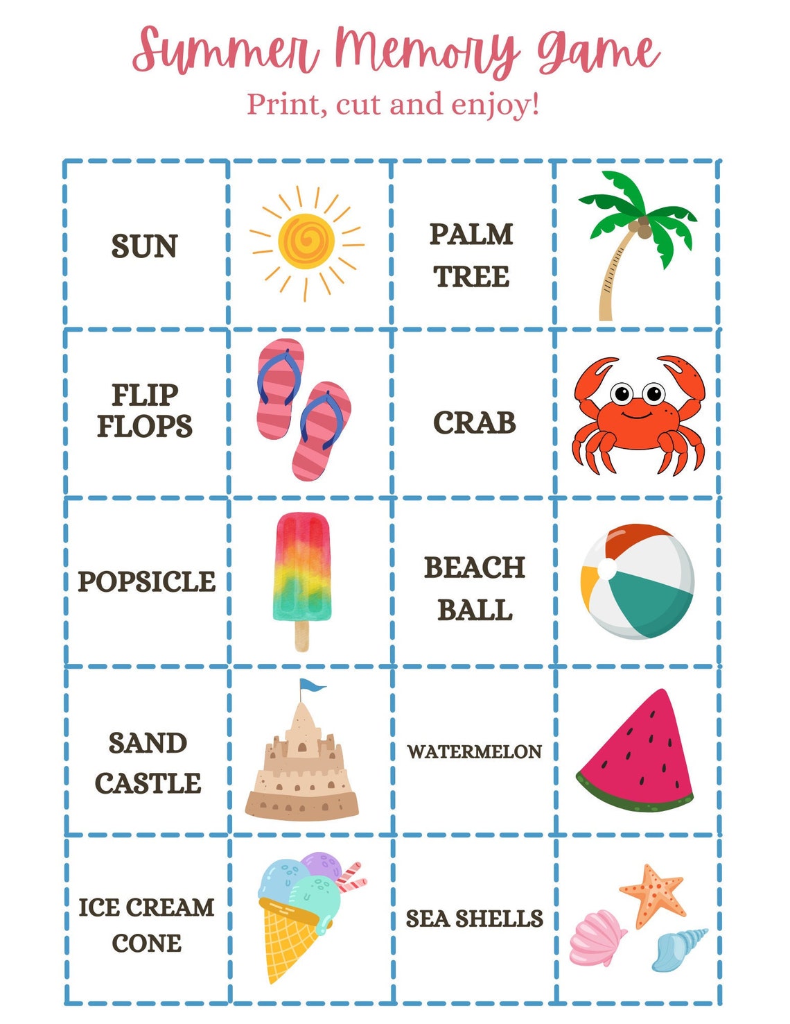 Summer Memory Game! - Etsy