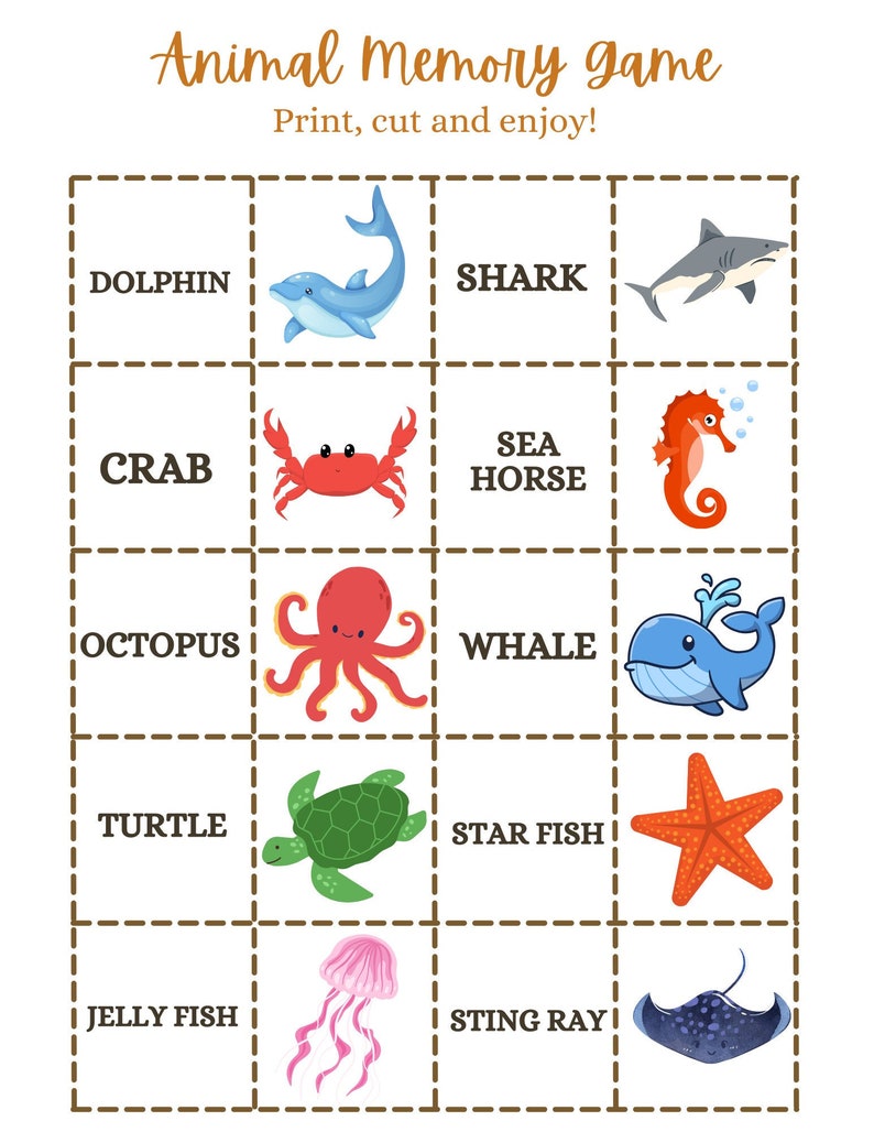 Animal Memory Game! You Can Match Animal to Animal or for a More ...