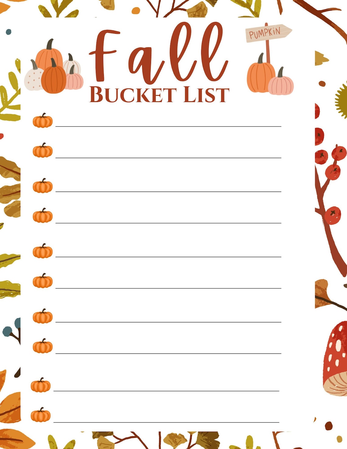 Fall Bucket List Template! 4 Different Template Options of Fall Themed Bucket Lists. - Etsy