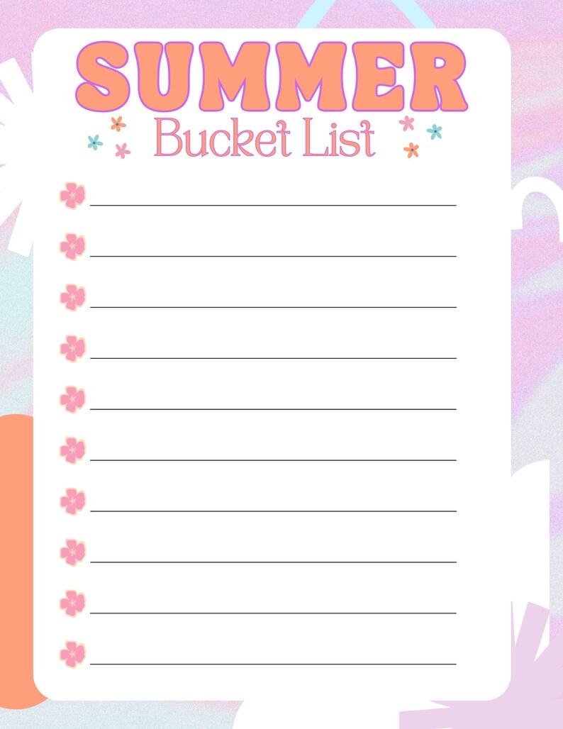 Summer Bucket List Templates! - Etsy