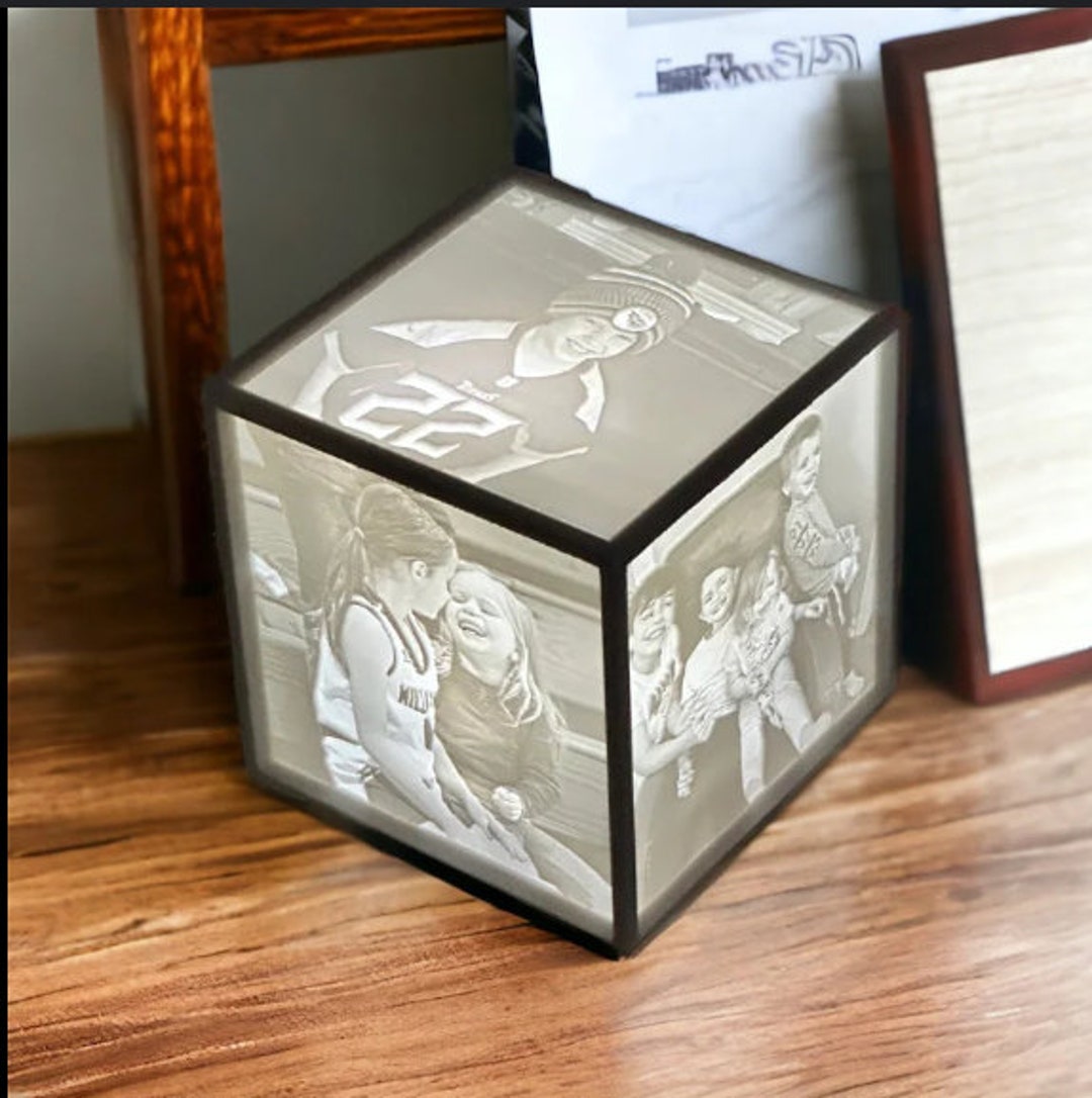 Customizable Lithophane Cube - 5 Personalized Photos - 3D Printed Light ...