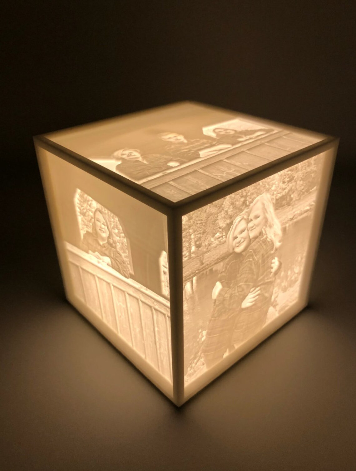 Customizable Lithophane Cube - 5 Personalized Photos - 3D Printed Light ...