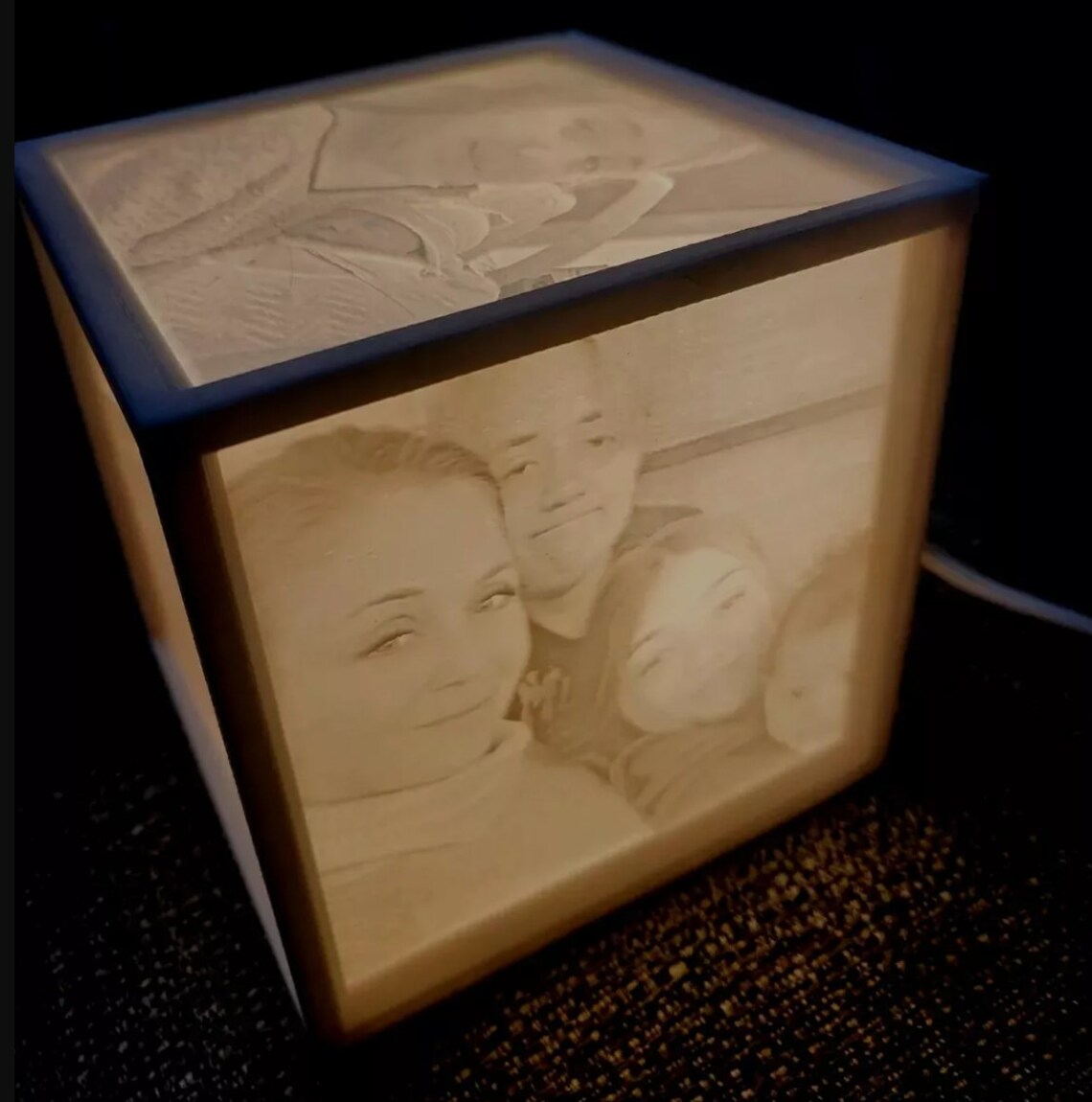 Customizable Lithophane Cube - 5 Personalized Photos - 3D Printed Light ...