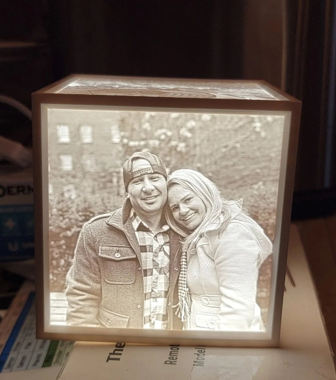 Customizable Lithophane Cube - 5 Personalized Photos - 3D Printed Light ...