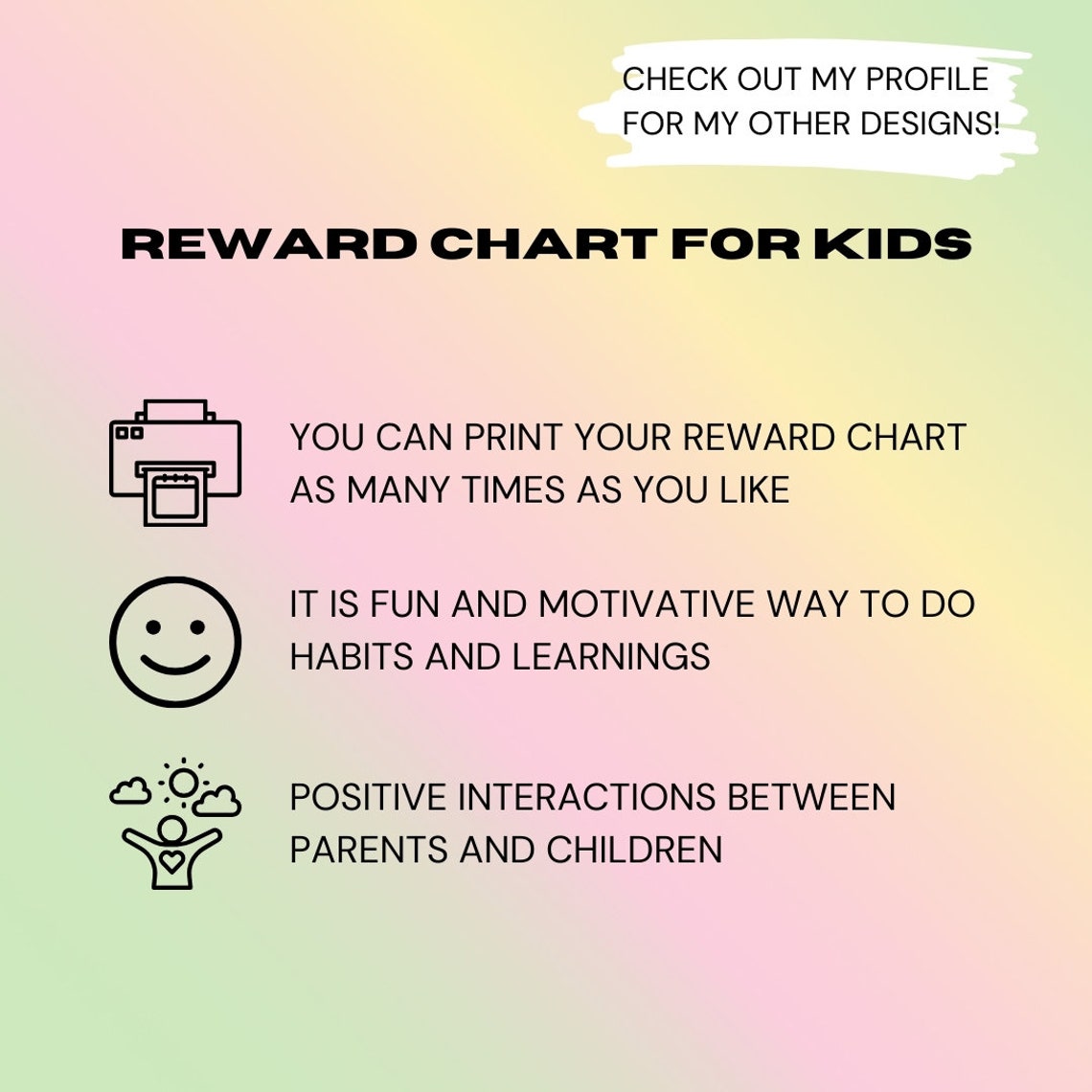 Reward Chart for Kids Reward Chart Printable Kids Routine Chart ...