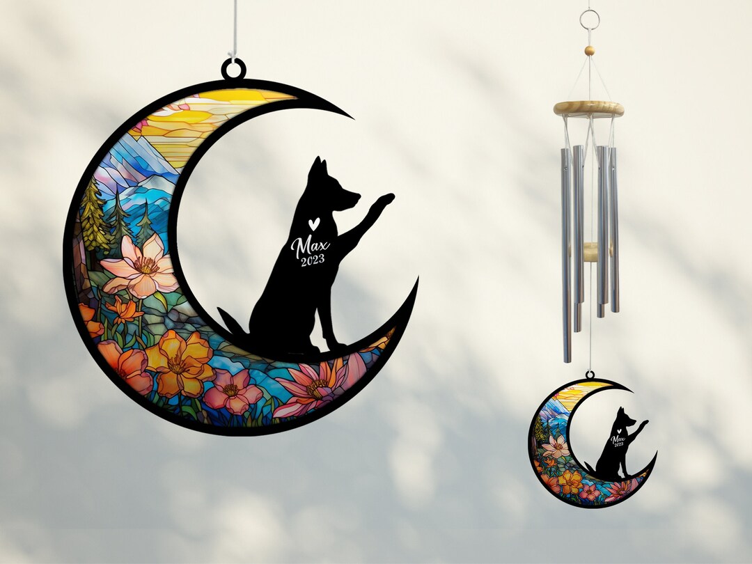 Personalized German Shepherd Wind Chimes Memorial With Suncatcher, Pet ...