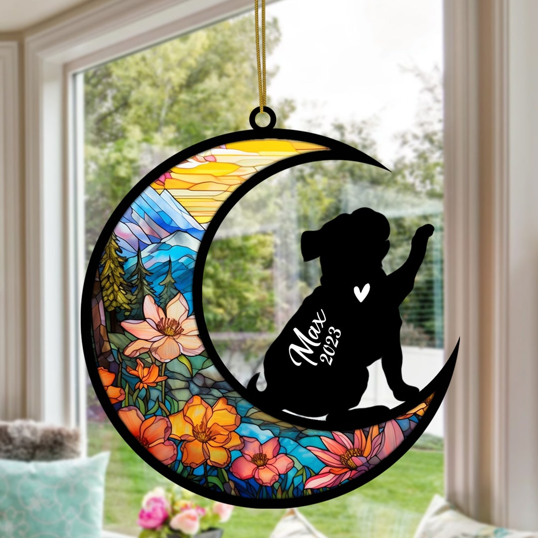 Personalized Pug Dog Memorial Suncatcher, Pet Loss Sympathy ...