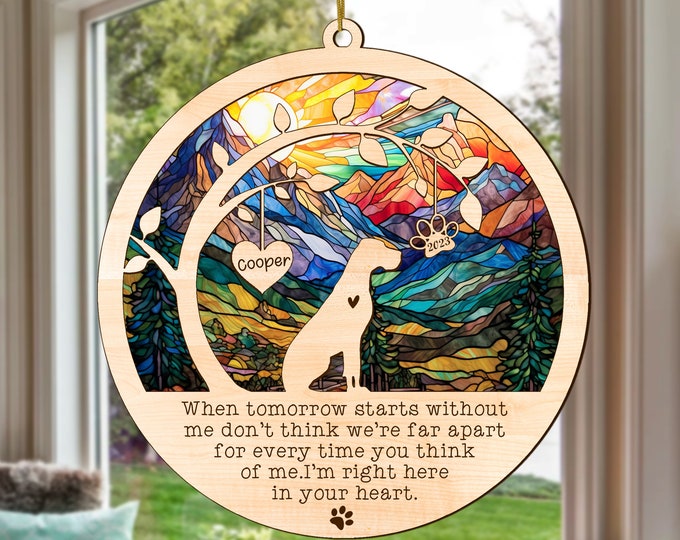 Personalized Great Dane Tree Memorial Suncatcher, Pet Loss Sympathy ...