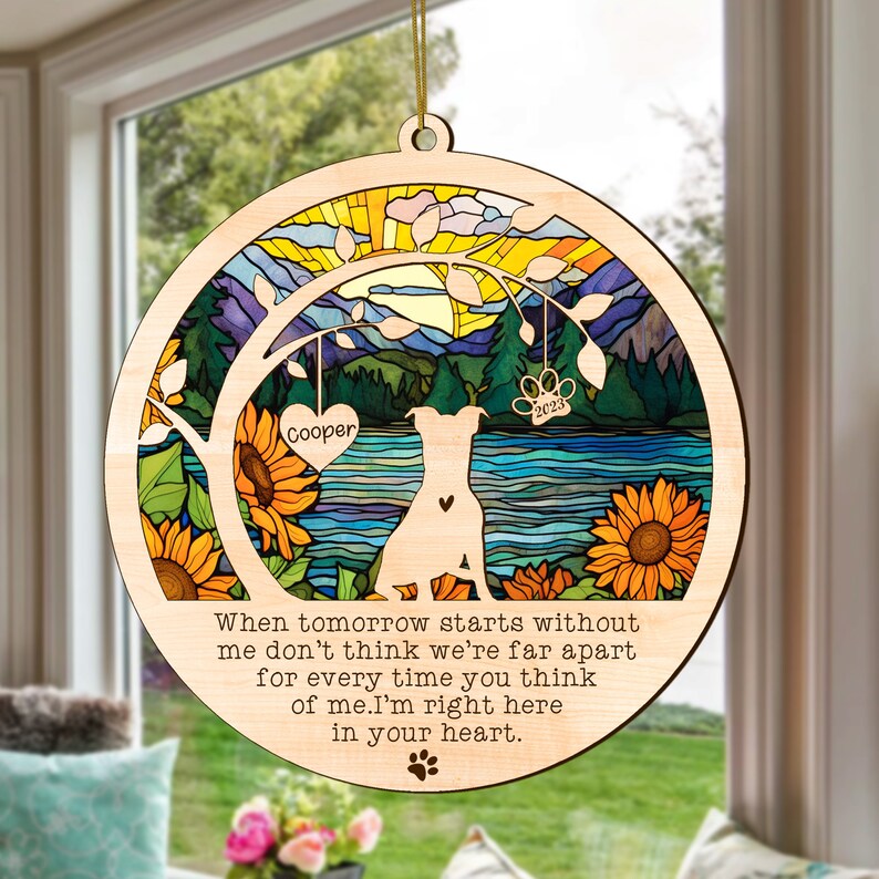 Personalized Jack Russell Tree Memorial Suncatcher, Pet Loss Sympathy ...