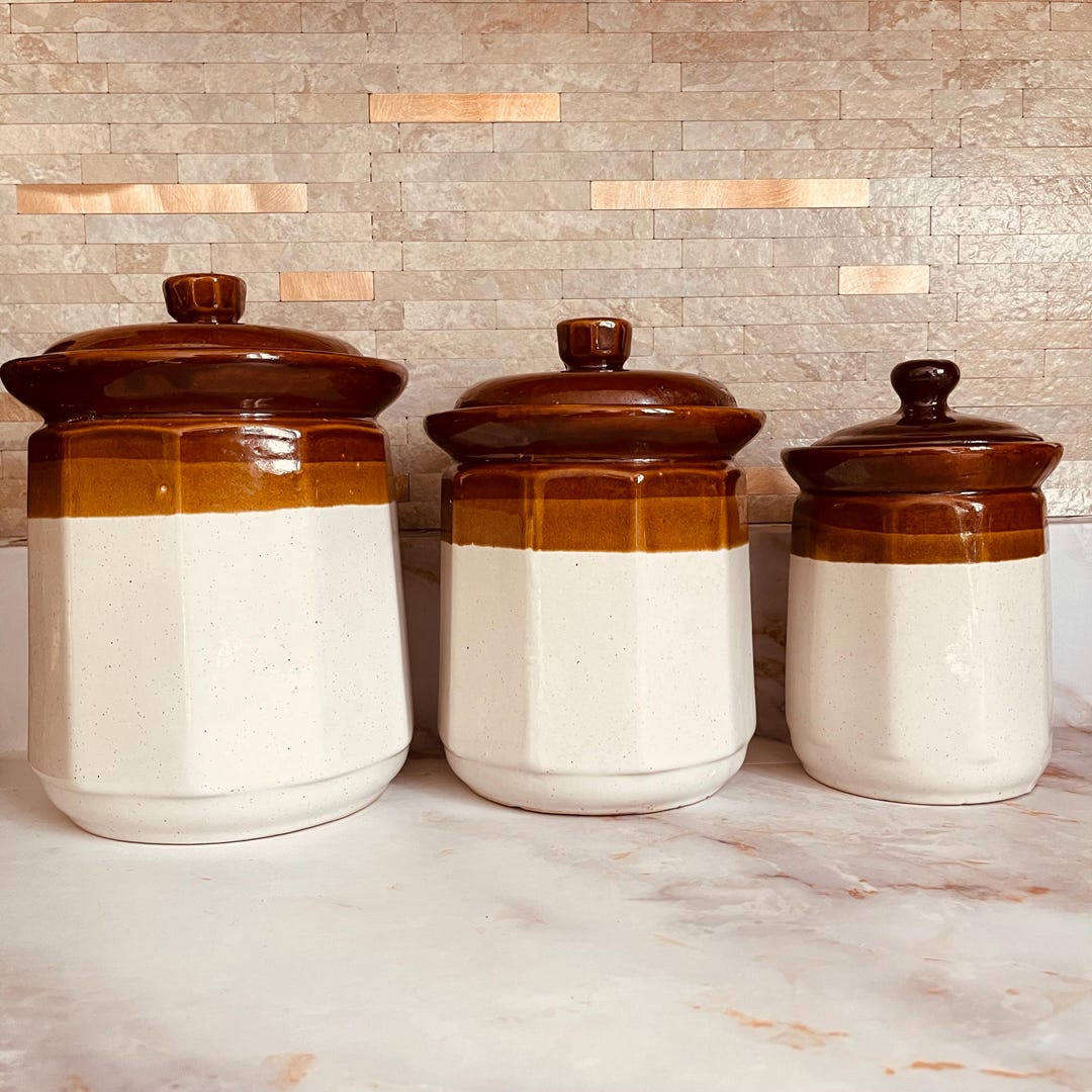 Vintage Stoneware Canisters 3 Jar Set Taiwan ROC - Etsy