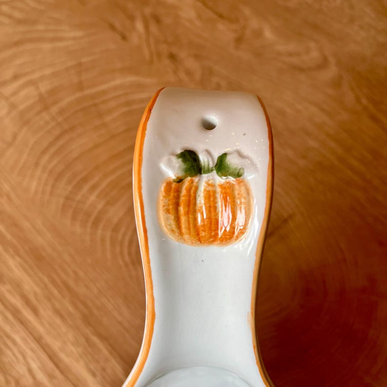 Hand Painted Pumpkin Spoon Rest | Fall Ceramic Spoon Holder | Cottage ...