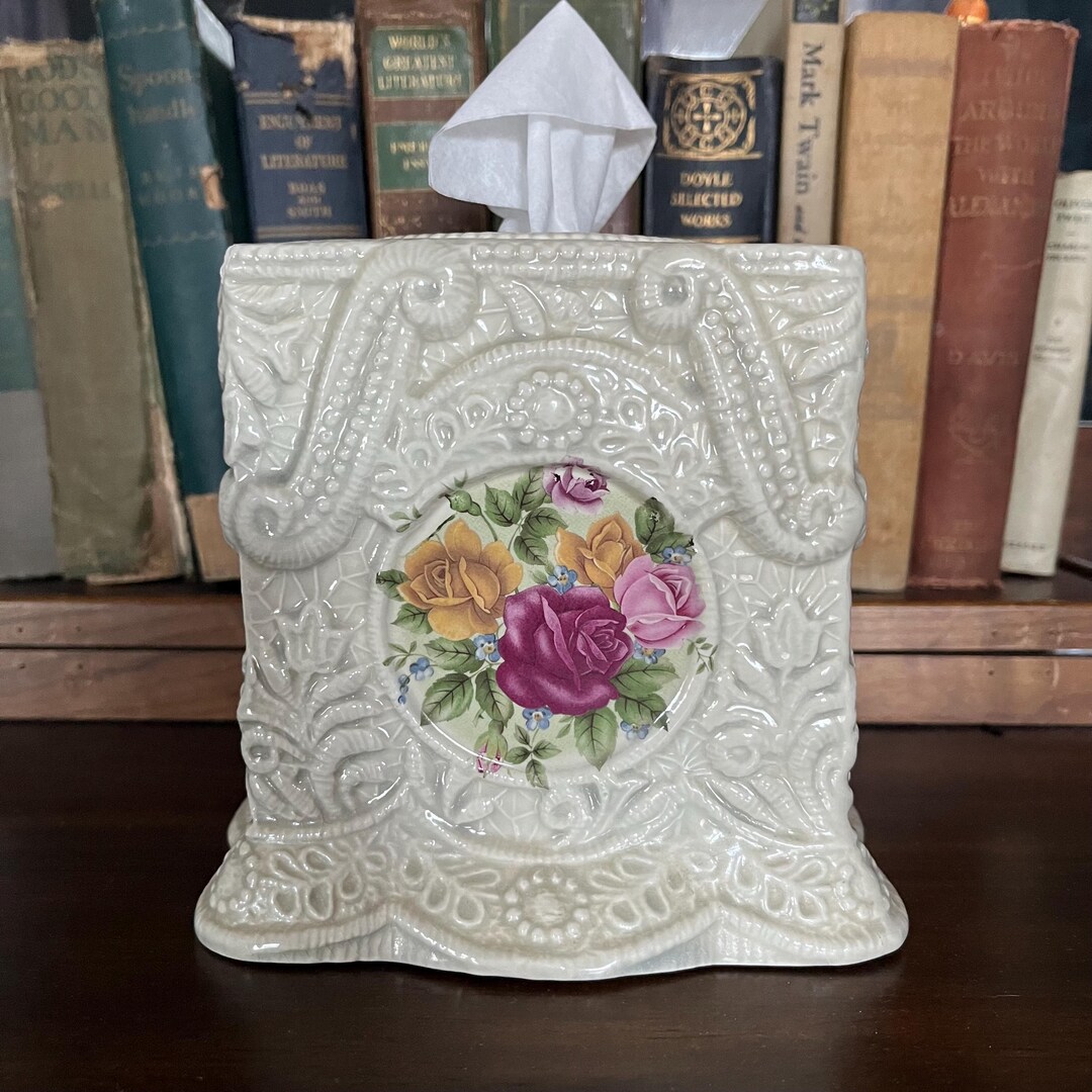 Victorian Aesthetic Porcelain Tissue Box Cover • Roses • Floral Theme ...