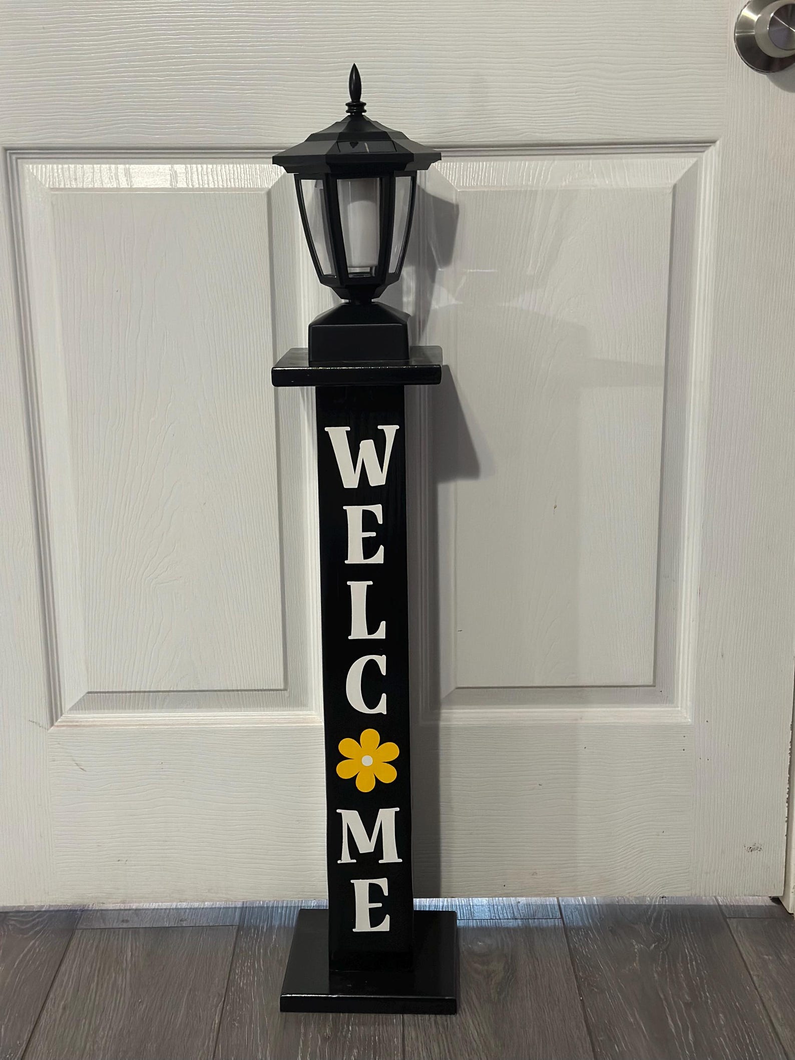 Handmade Wooden Welcome Sign Post With Solar Light: Porch Decor - Etsy