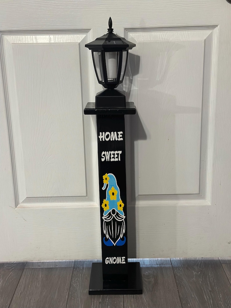 Handmade Wooden Welcome Sign Post With Solar Light: Porch Decor - Etsy