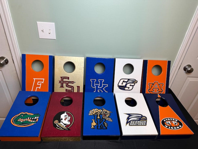 Handmade Mini Cornhole Board Set: Custom Team Design, Desktop Game - Etsy