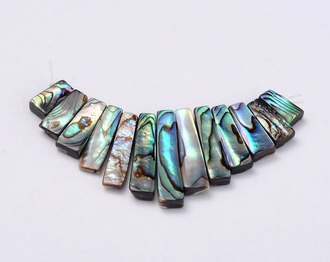 Green Blue Paua Shell Mini Cleopatra Collar Gemstone Fan 13 Piece ...