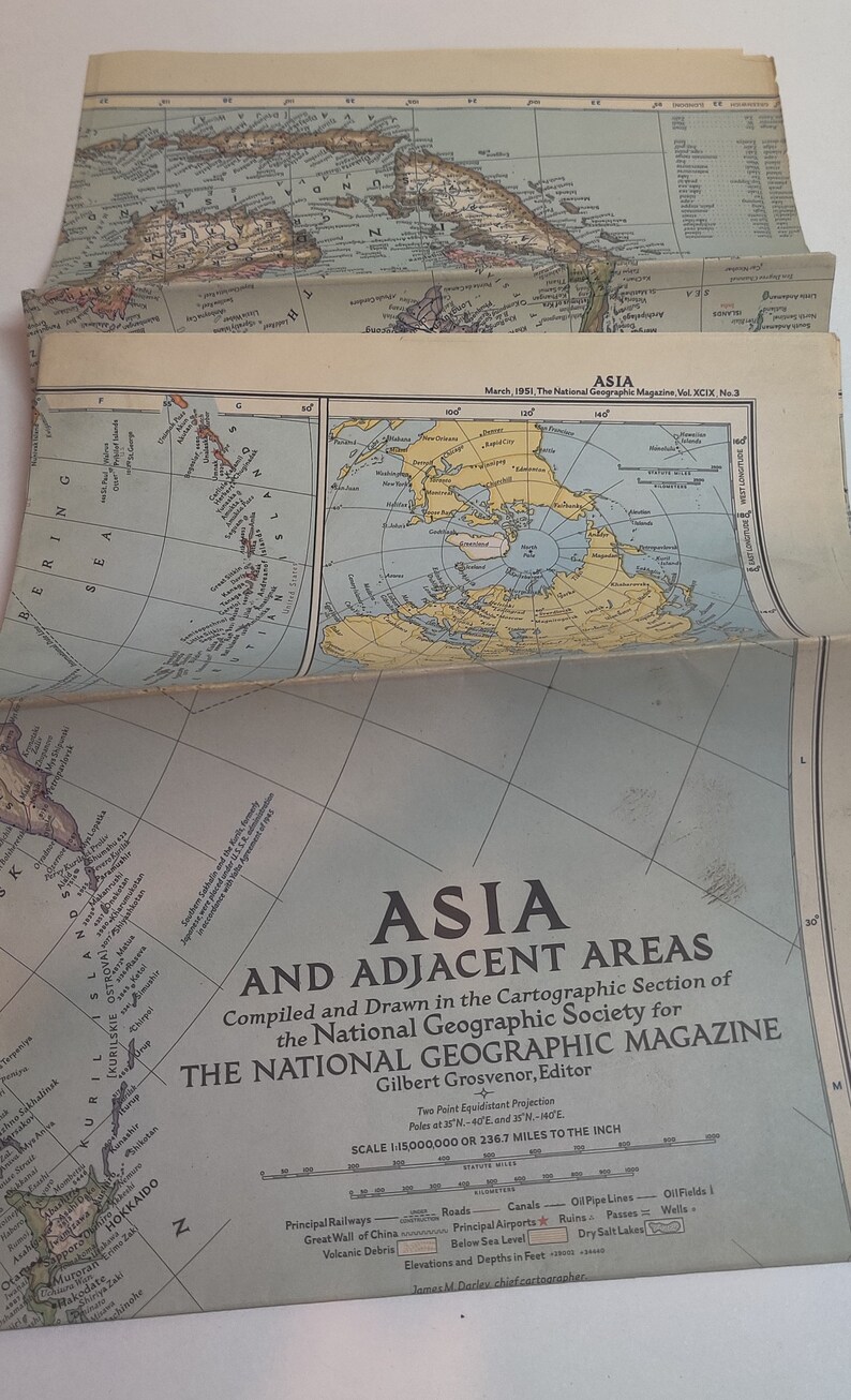 Vintage Large Asia Map National Geographic 1951 - Etsy