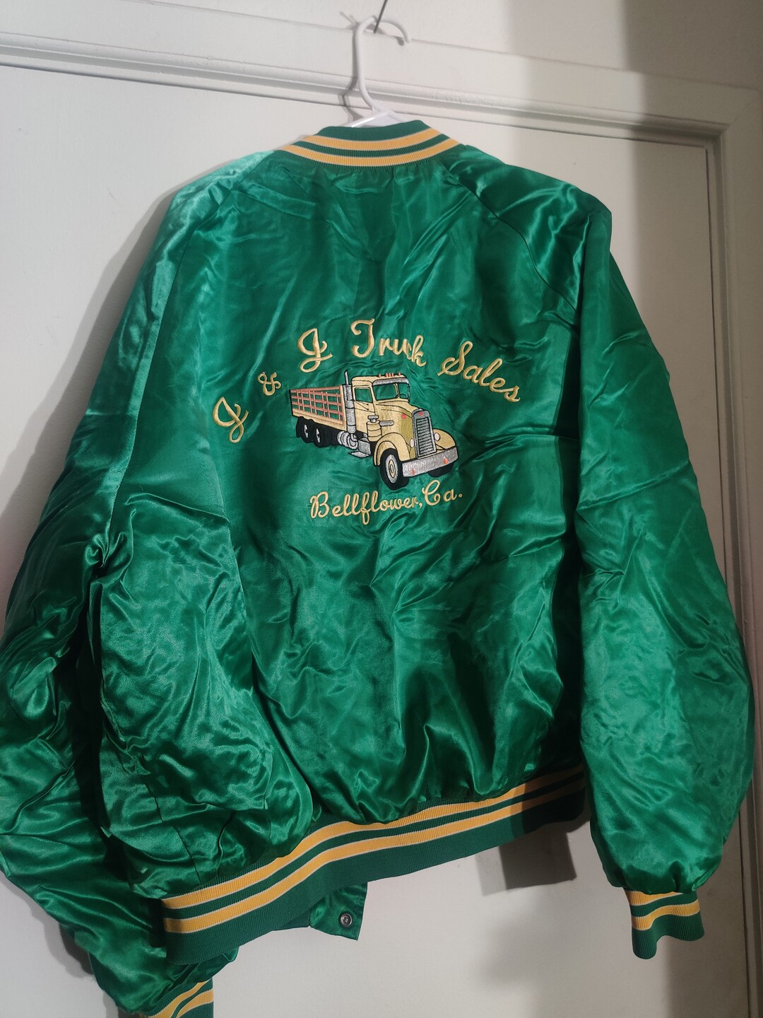 Vintage Satin Jacket J&L Truck Sales Bellflower, CA Free Shipping - Etsy