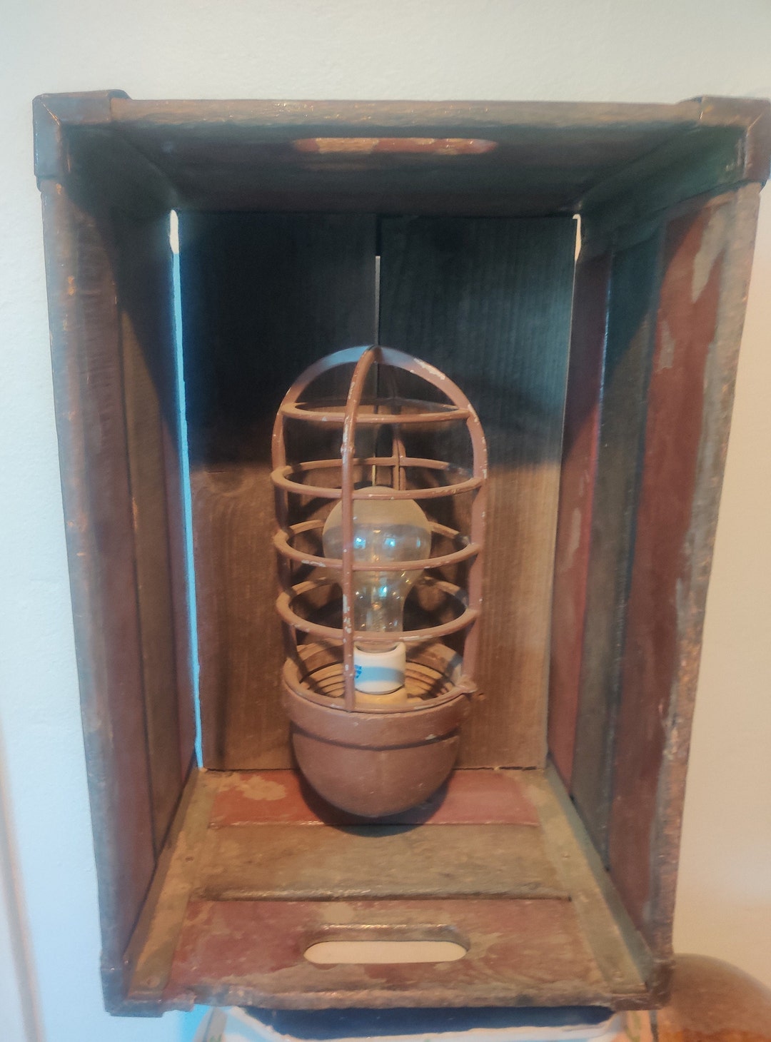 Vintage Wood Milk Crate Lamp Upcycled Free Shipping - Etsy