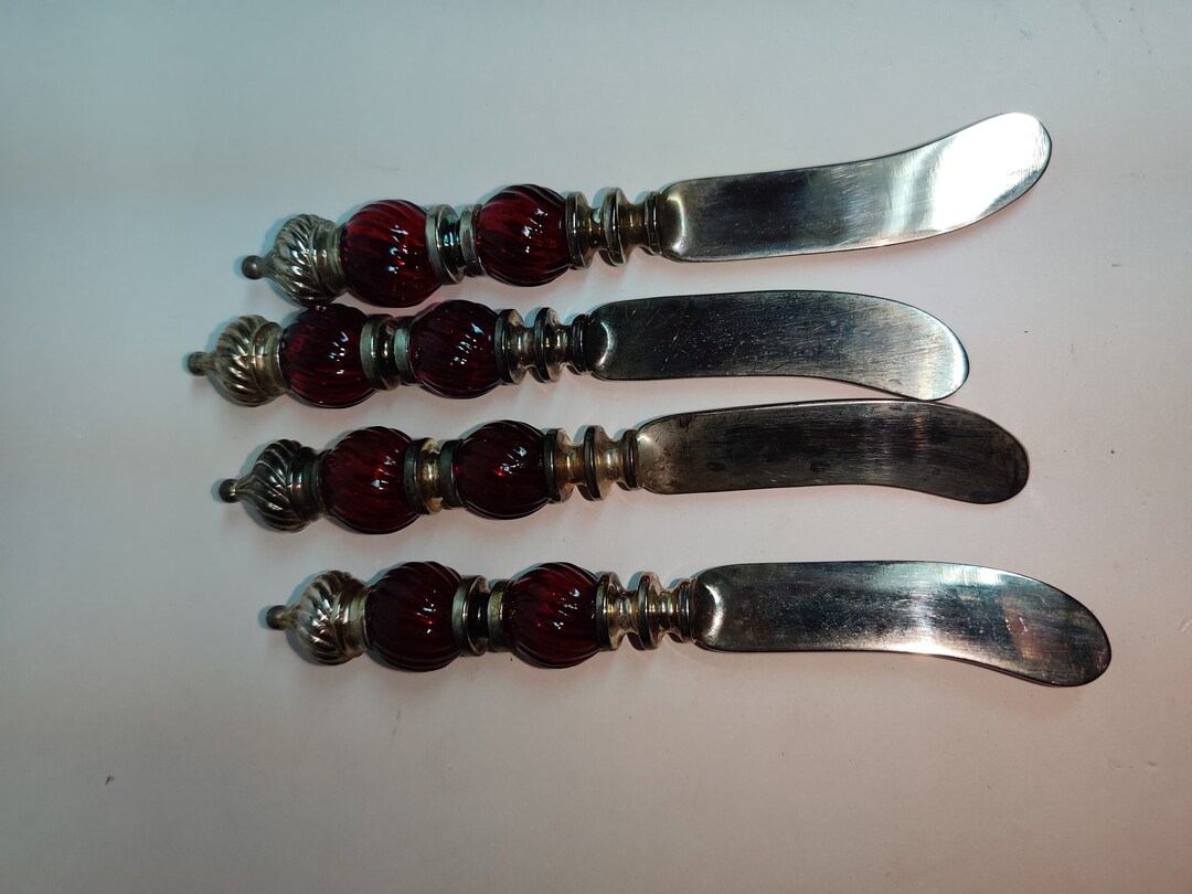 Godinger Hors D'oeuvre Cheese Dip Spreaders With Red Glass Beaded ...