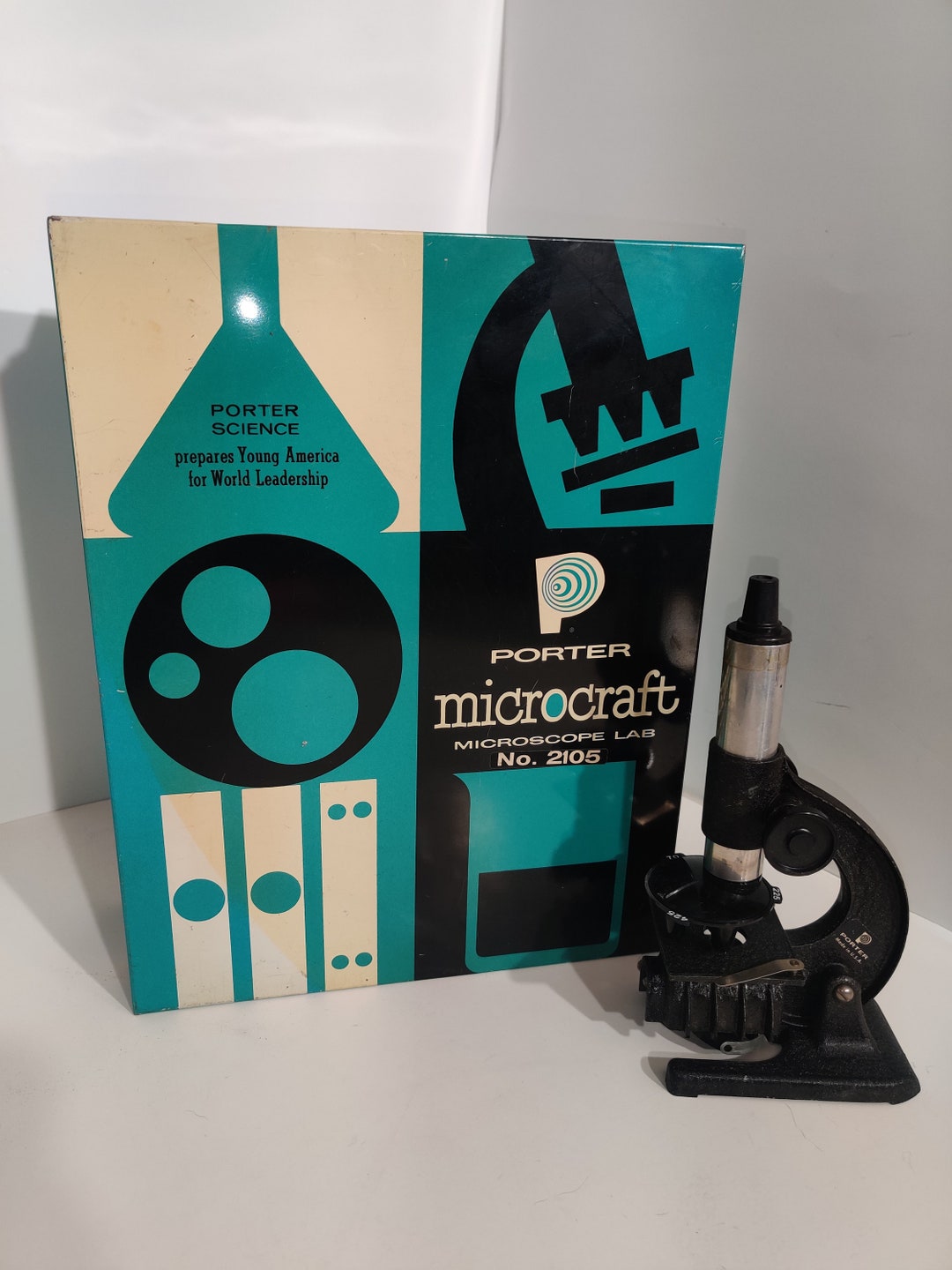 Vintage Porter Microcraft Microscope Science Lab Kit Set 2105 in Metal ...