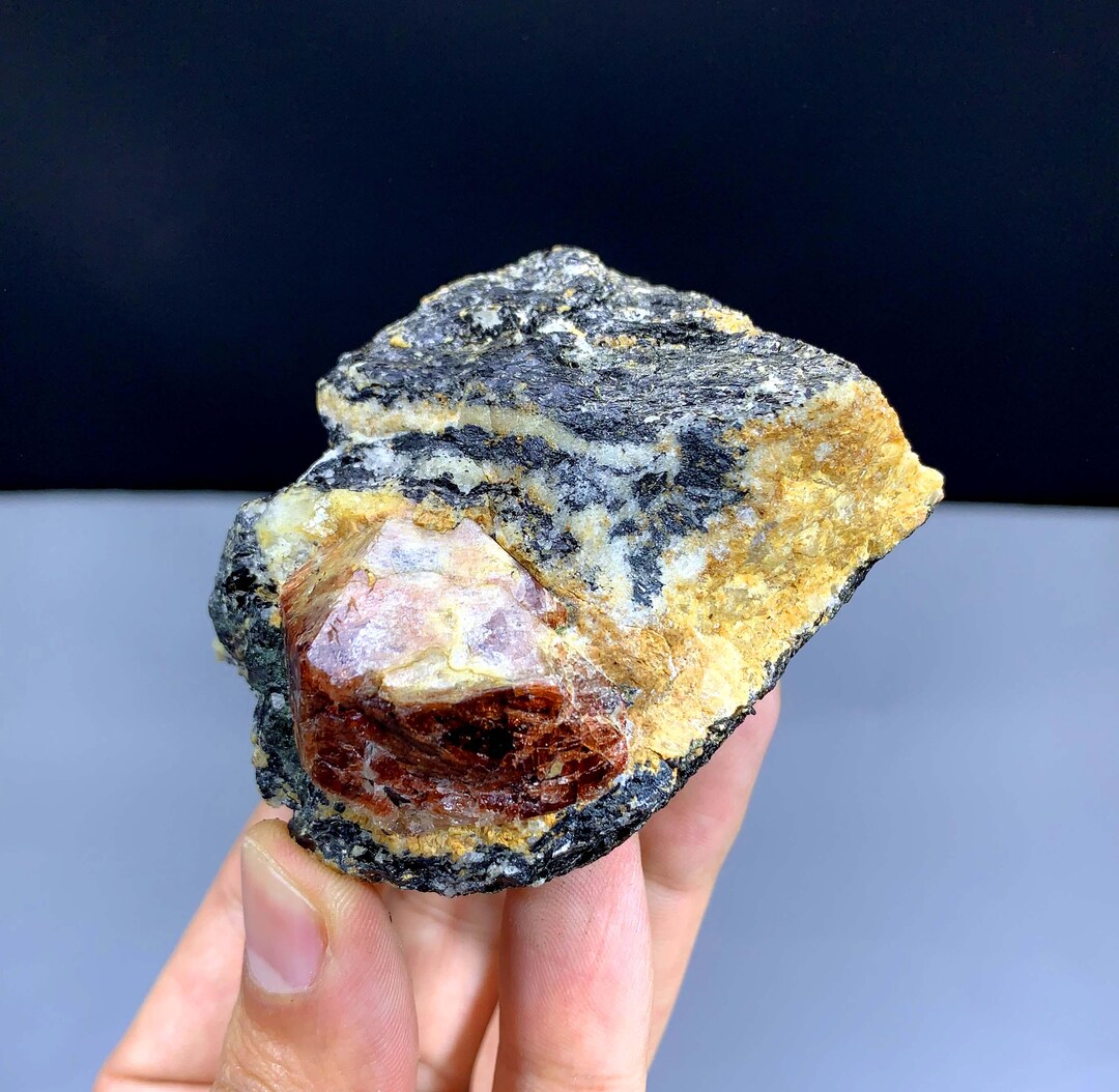 Natural Red Color Zircon on Matrix, Zircon Crystal, Zircon Specimen ...